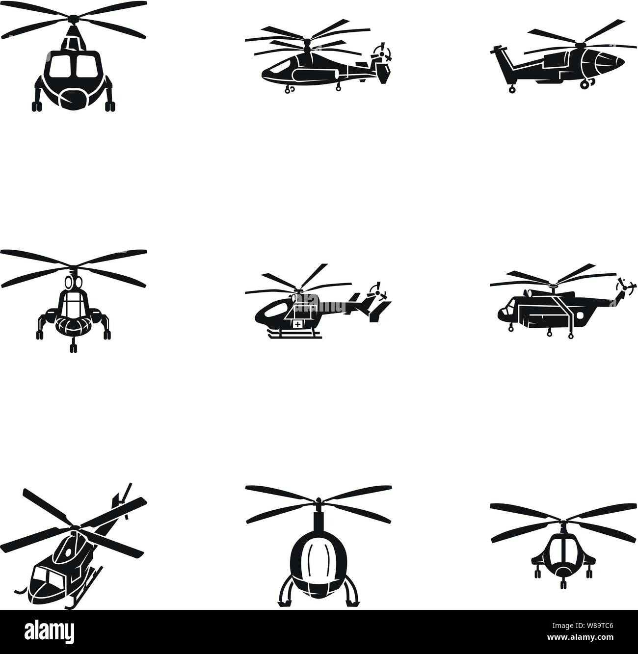 Helicopter travel icon set. Simple set of 9 helicopter travel vector ...