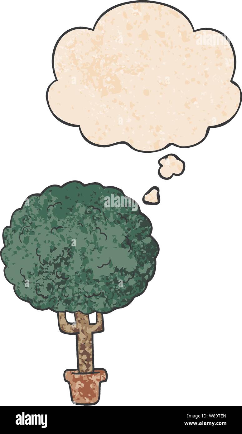 cartoon tree with thought bubble in grunge texture style Stock Vector ...