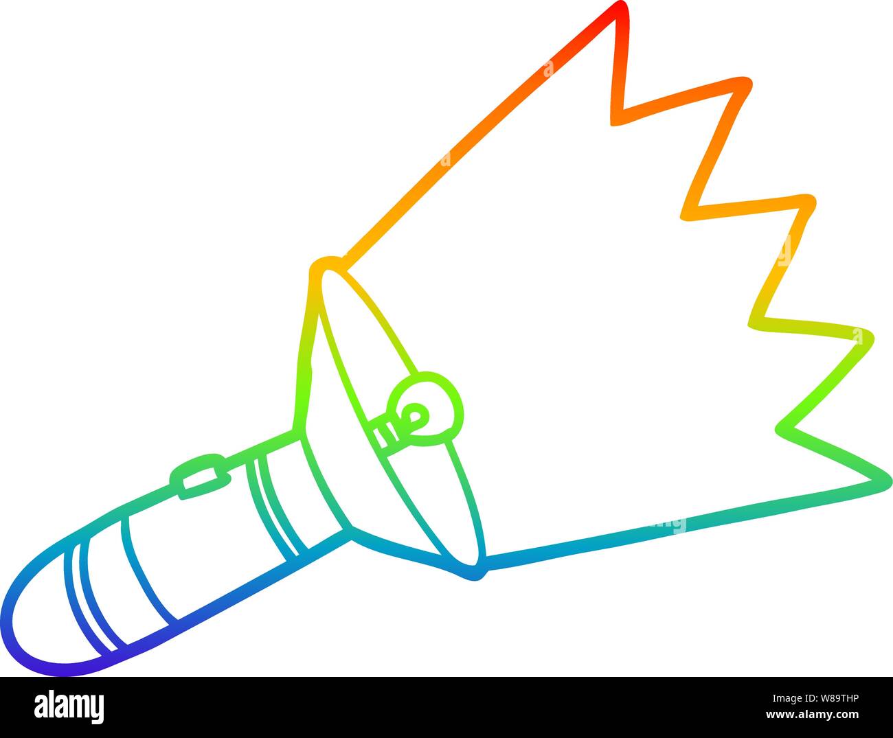 rainbow gradient line drawing of a old cartoon torch Stock Vector Image ...