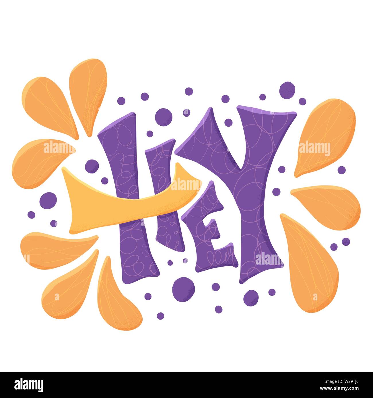 Hey stylized word. Lettering with decoration. Vector stylized text ...