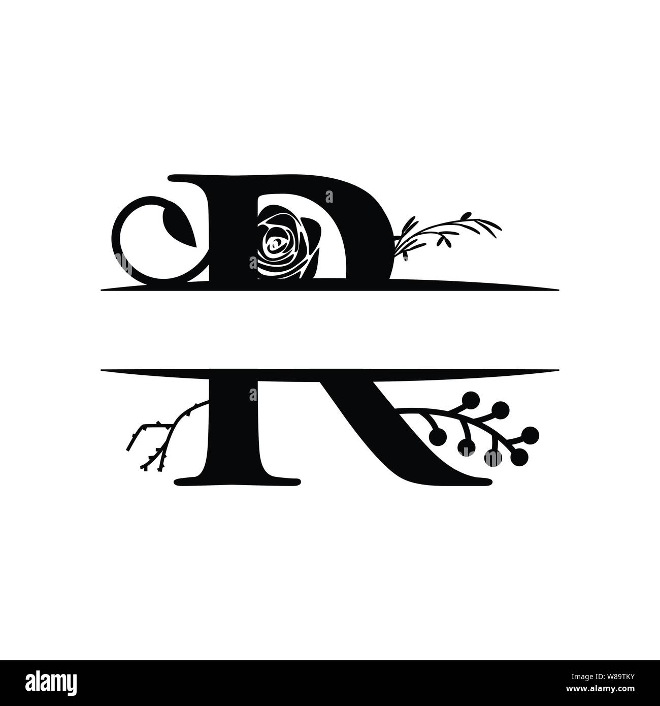 Letter r floral logo Black and White Stock Photos & Images - Alamy