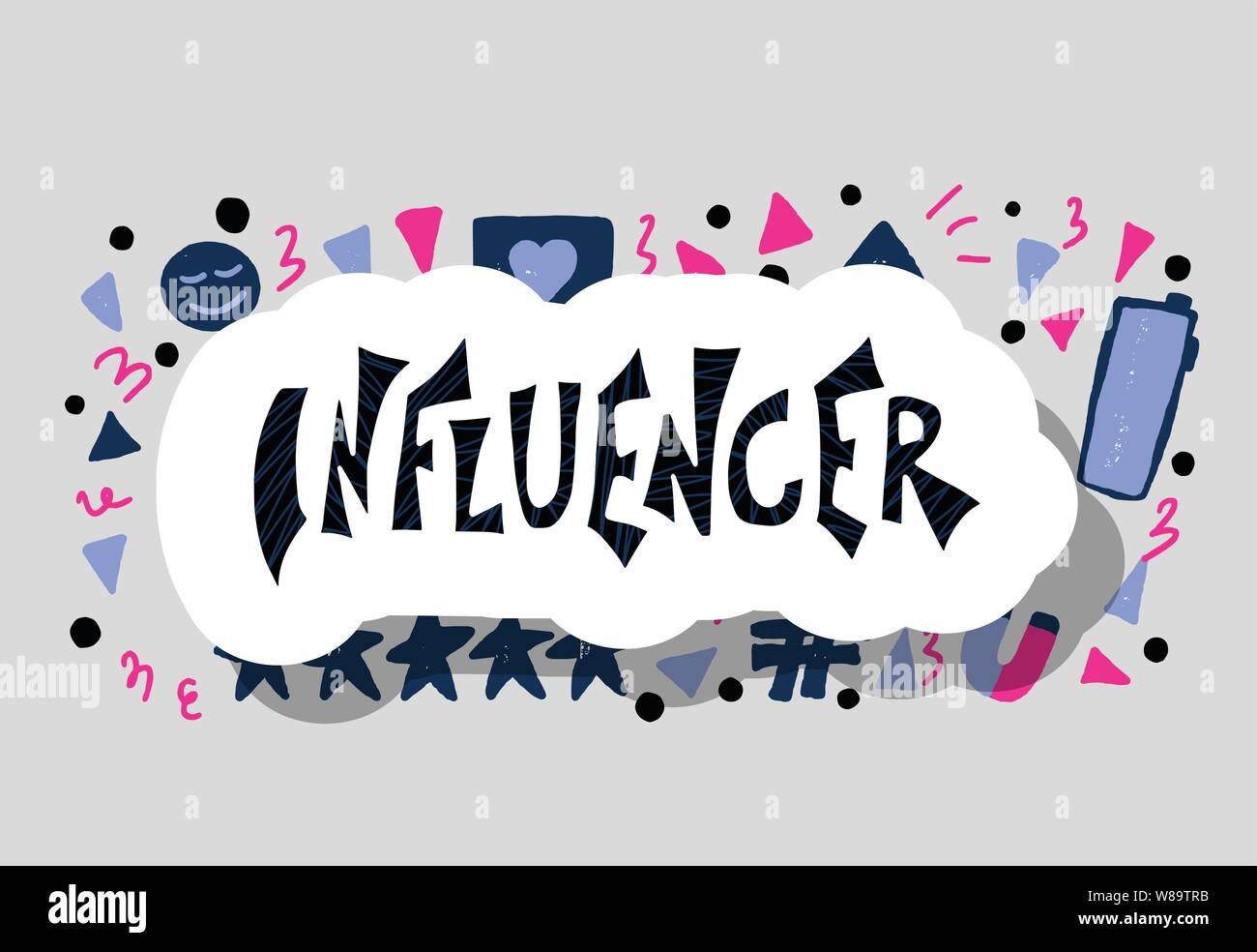 Influencer sticker. Promotion word with decoration. Template for banner ...