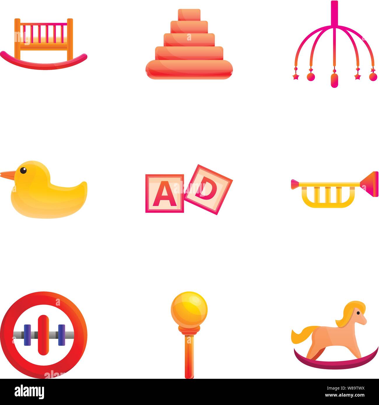 Colorful baby toy icon set. Cartoon set of 9 colorful baby toy vector ...