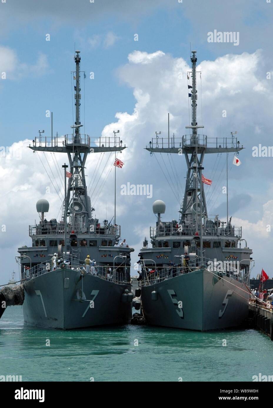 The Navy mine warfare ships USS Guardian (MCM 5) and USS Patriot (MCM 7 ...