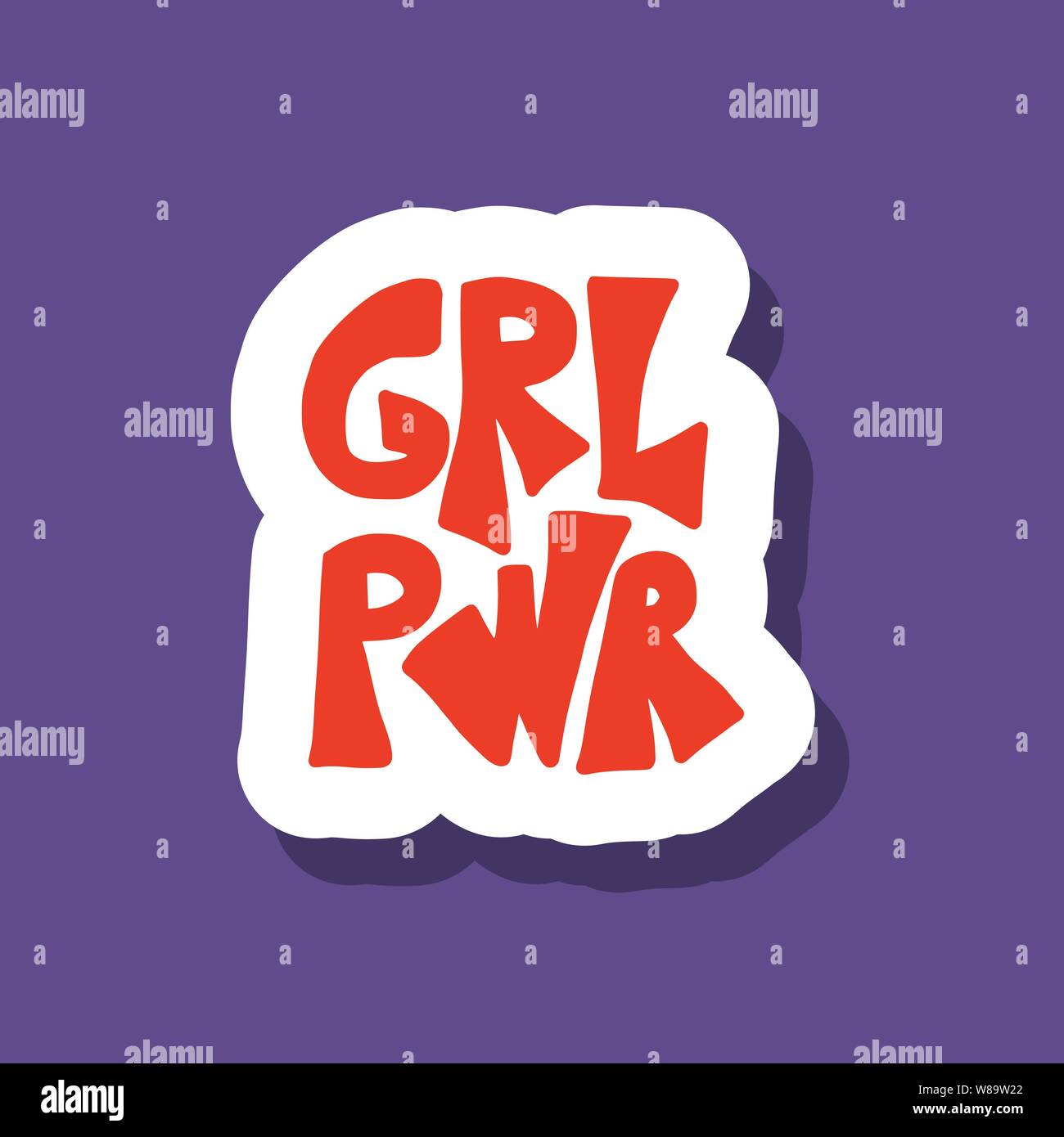 Girl power quote isolated. GRL PWR hand lettering. Feminist sticker slogan. Vector illustration ...
