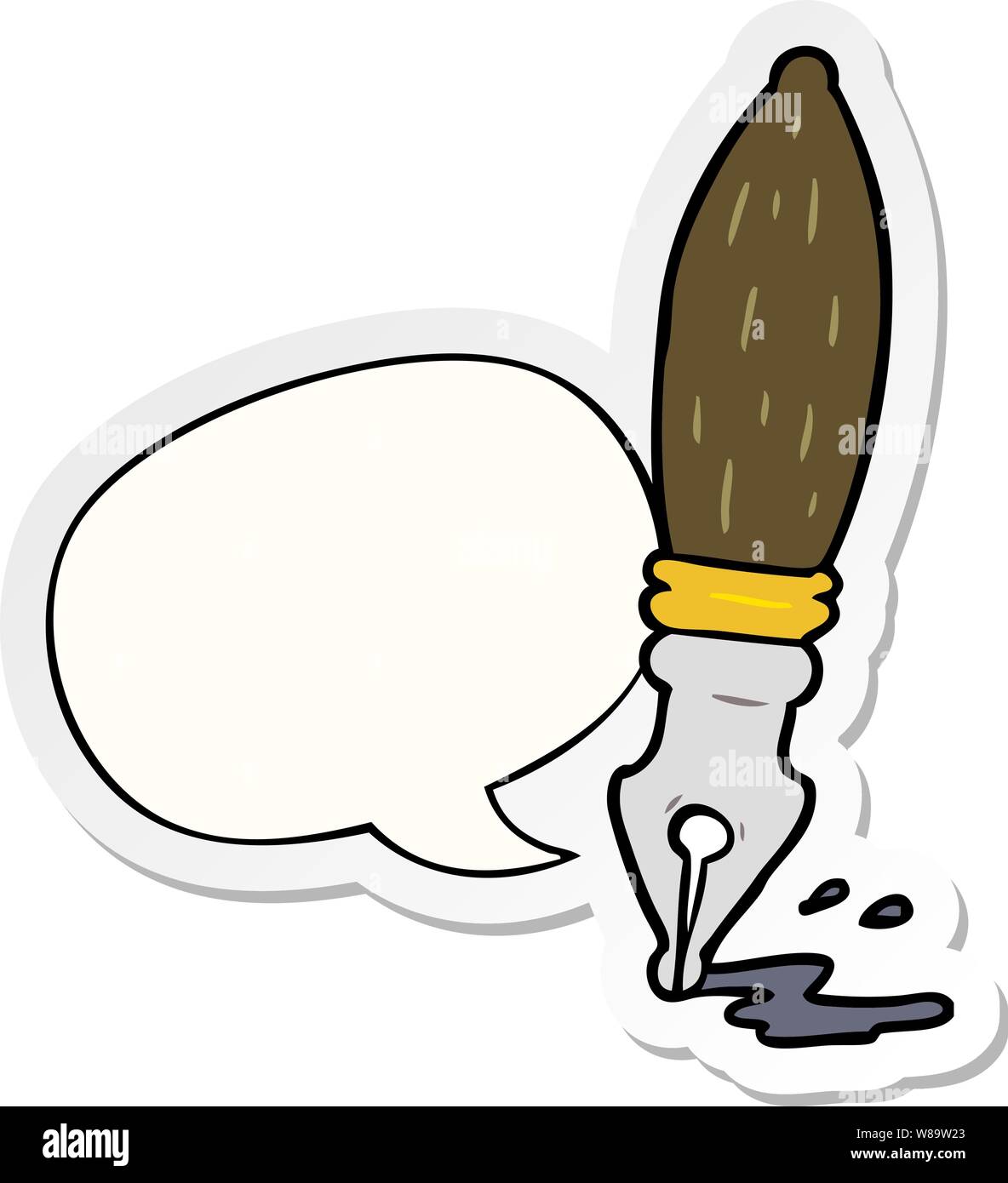cartoon traditional fountain pen with speech bubble sticker Stock ...