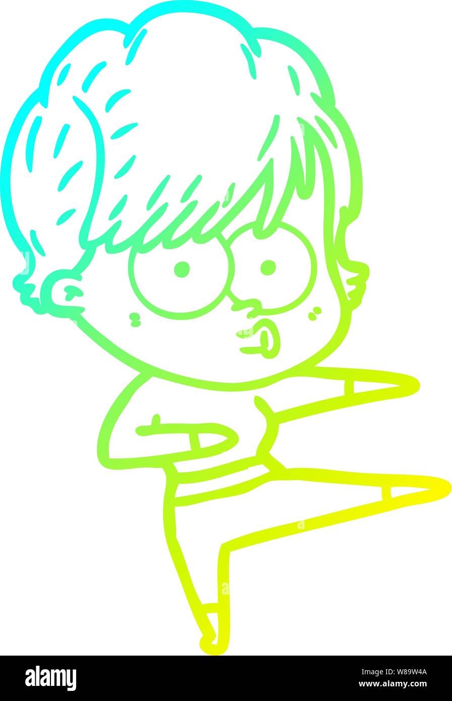 cold gradient line drawing of a cartoon woman Stock Vector Image & Art ...