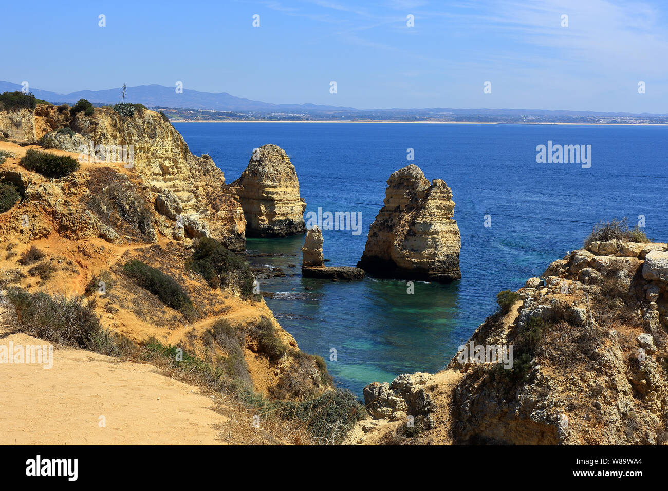 The cliffs of the Ponta da Piedade headland which is a limestone ...