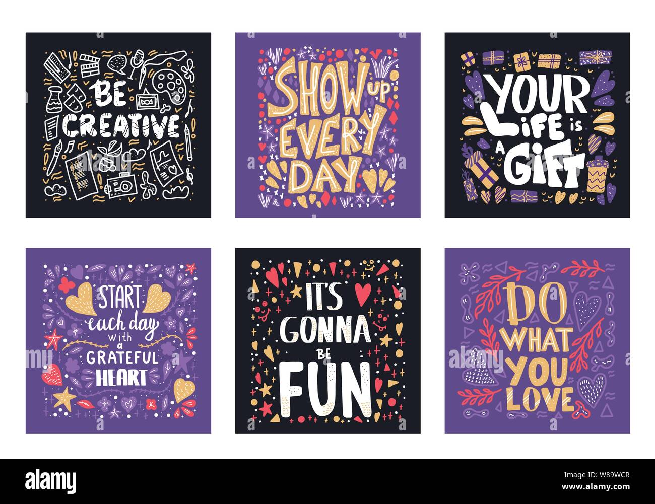 Posters with motivational phrases. Vector banners collection. Cards ...