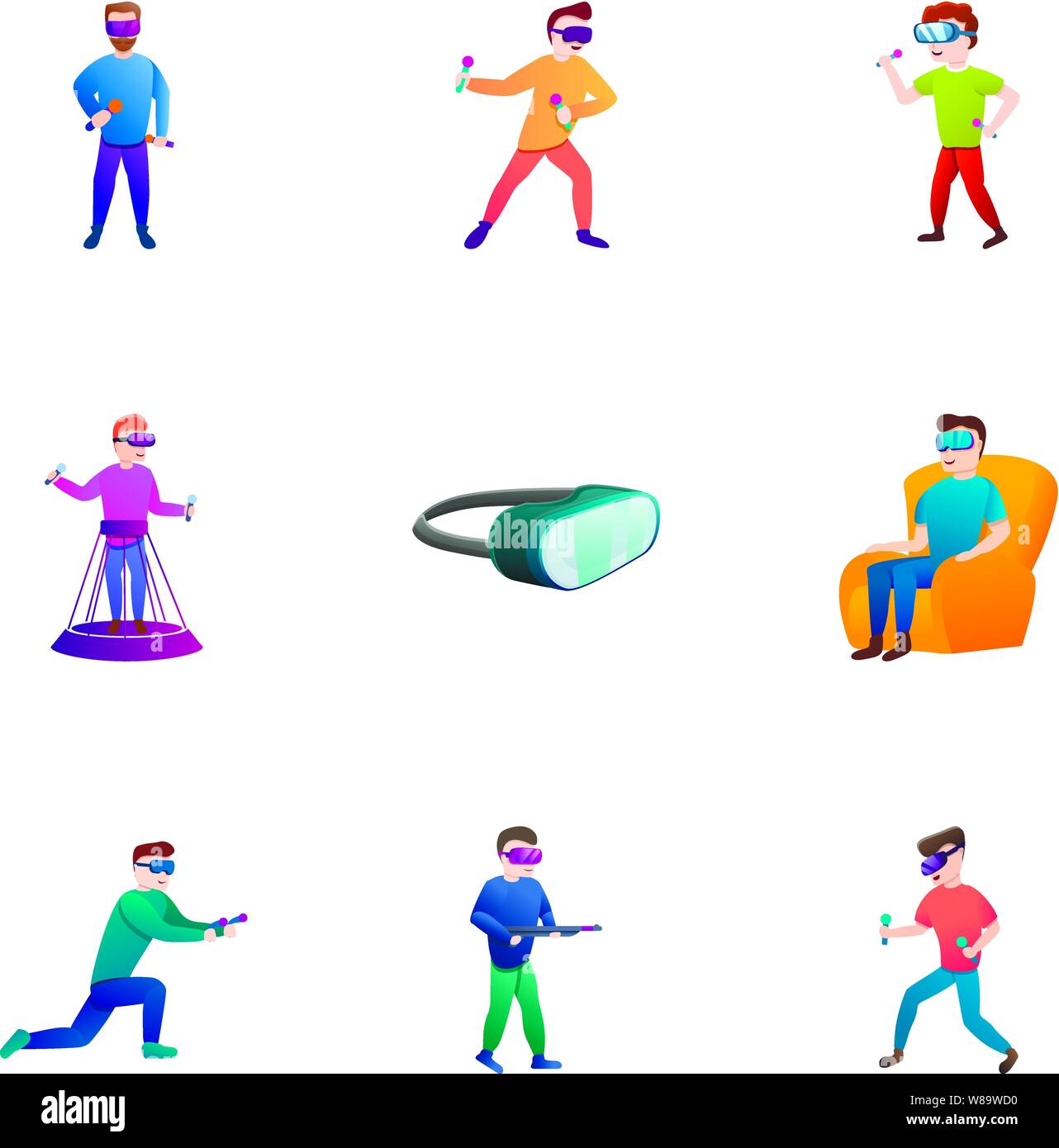 Vr headset game icon set. Cartoon set of 9 vr headset game vector icons ...