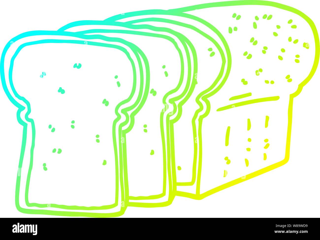cold gradient line drawing of a cartoon sliced bread Stock Vector Image ...