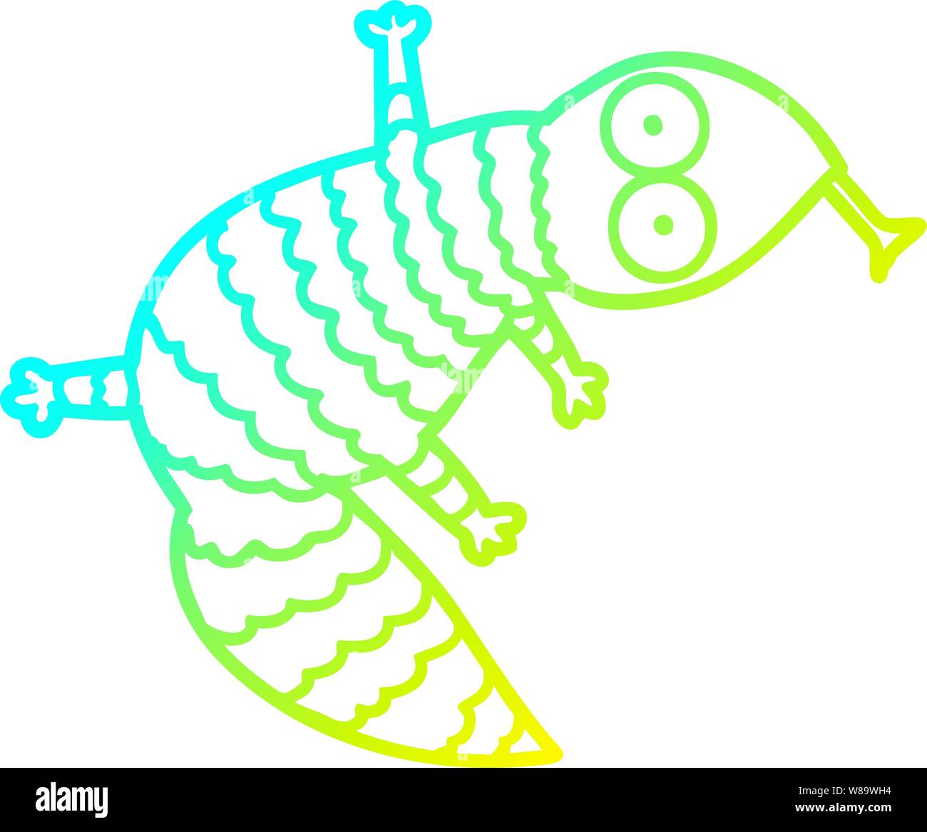 cold gradient line drawing of a cartoon lizard Stock Vector Image & Art ...