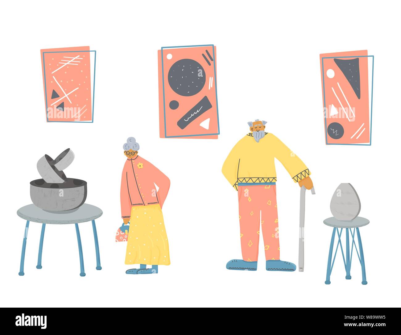 Elderly person in museum Stock Vector Images - Alamy