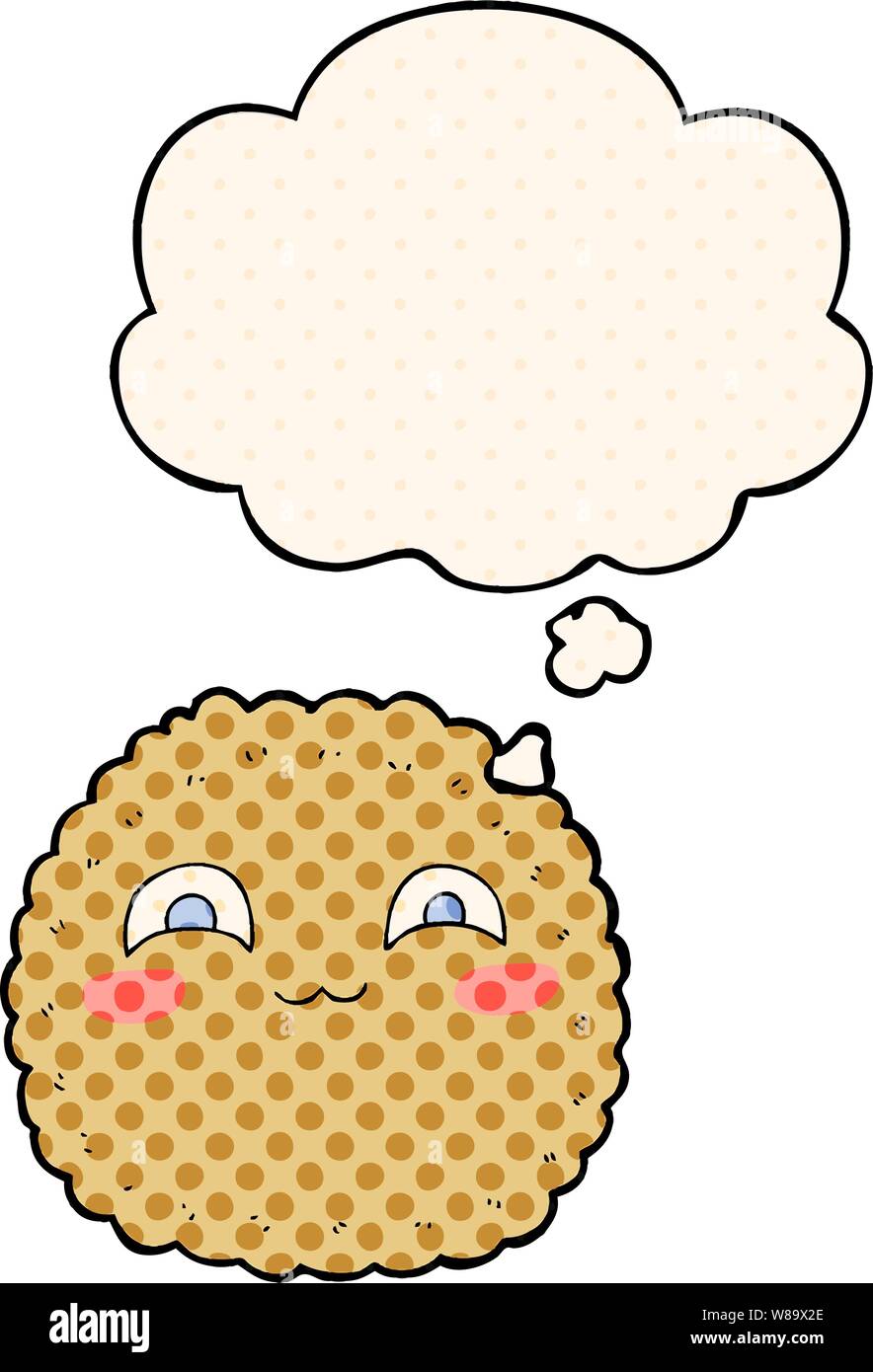 cartoon biscuit with thought bubble in comic book style Stock Vector ...