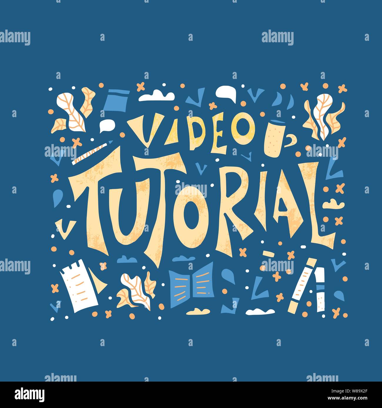 Video tutorial banner. Lettering with decoration. Vector conceptual ...