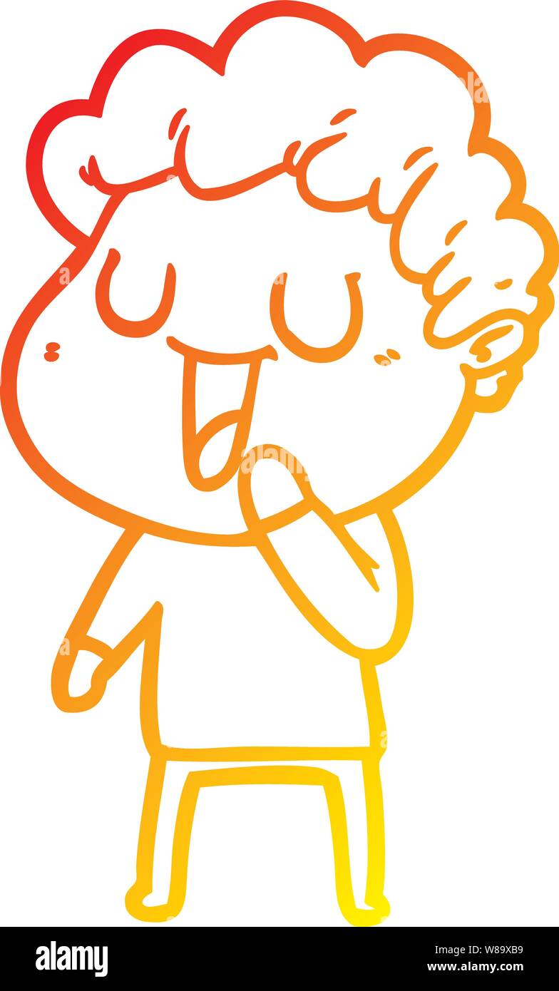 warm gradient line drawing of a laughing cartoon man Stock Vector Image ...