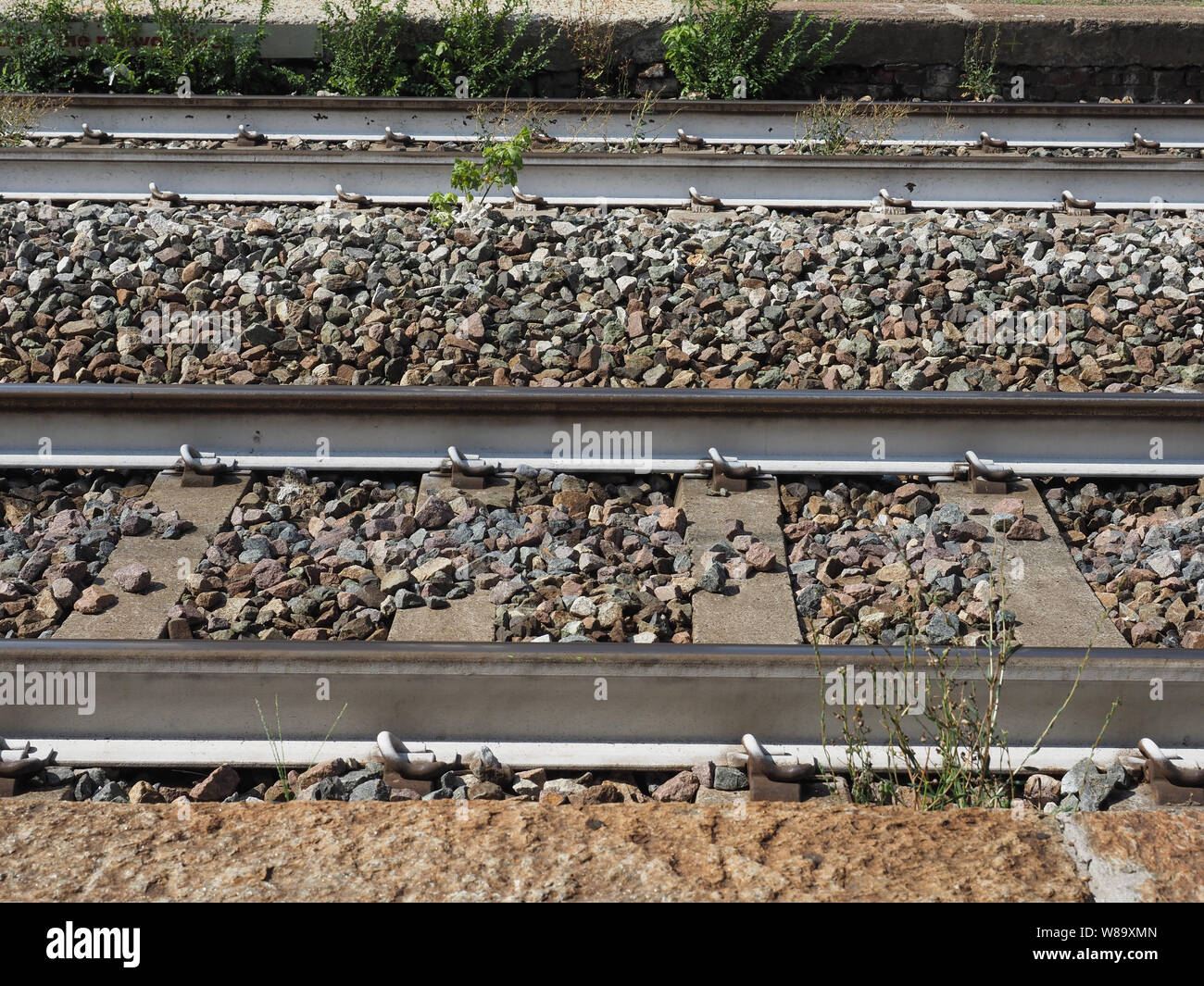railway railroad tracks for train public transport Stock Photo - Alamy