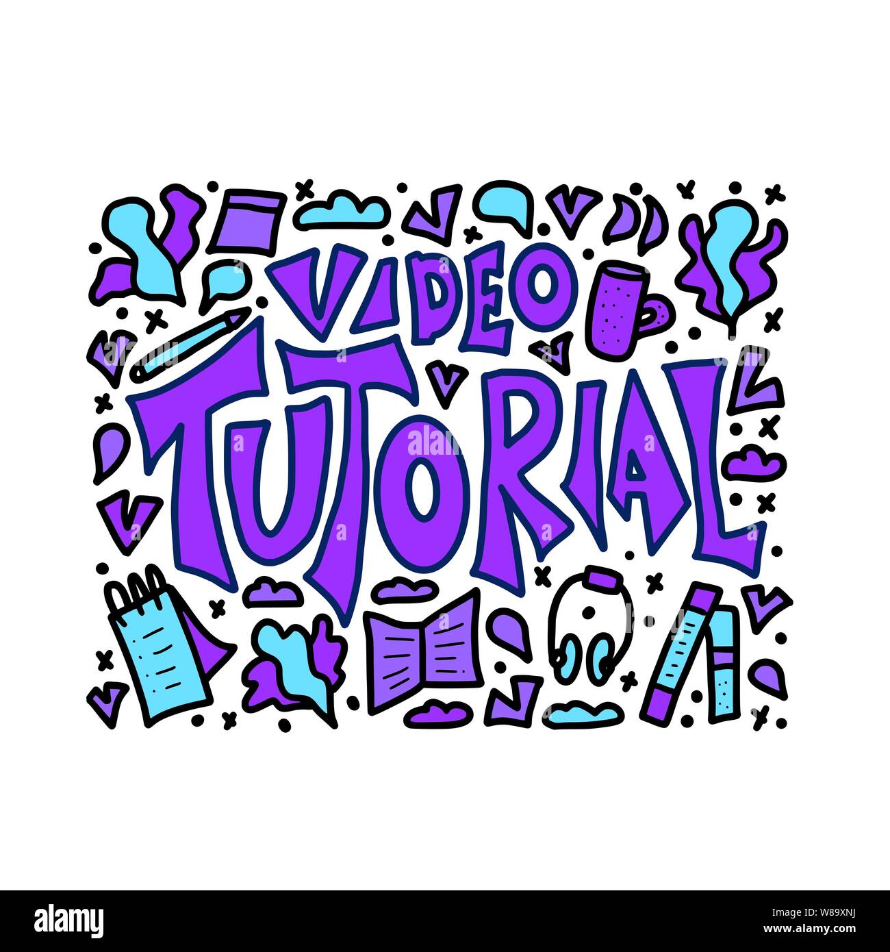Video tutorial message template. Text with e-learning decoration ...