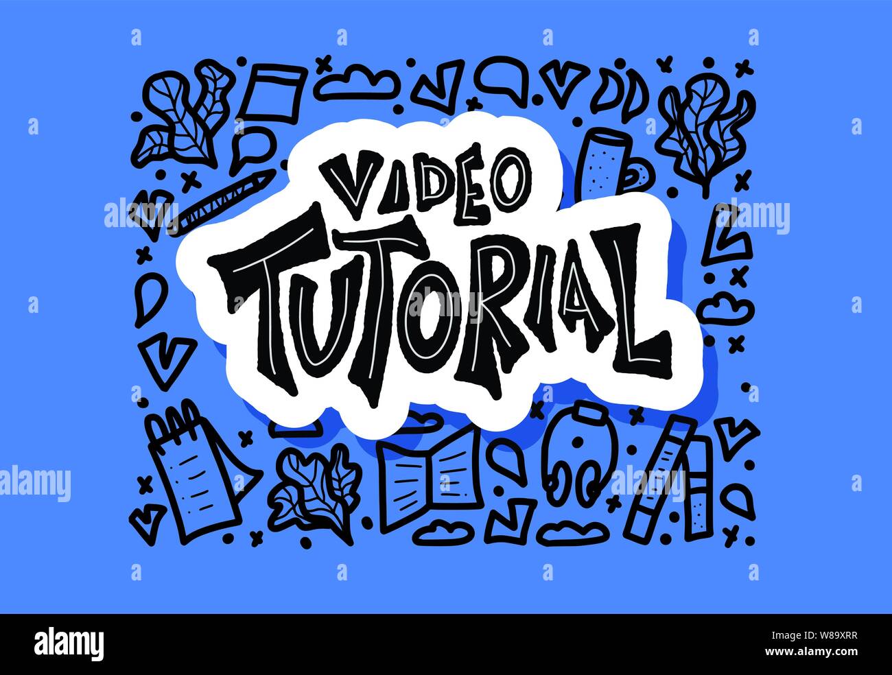 Video tutorial sticker with decoration. Education message. Vector color illustration Stock ...