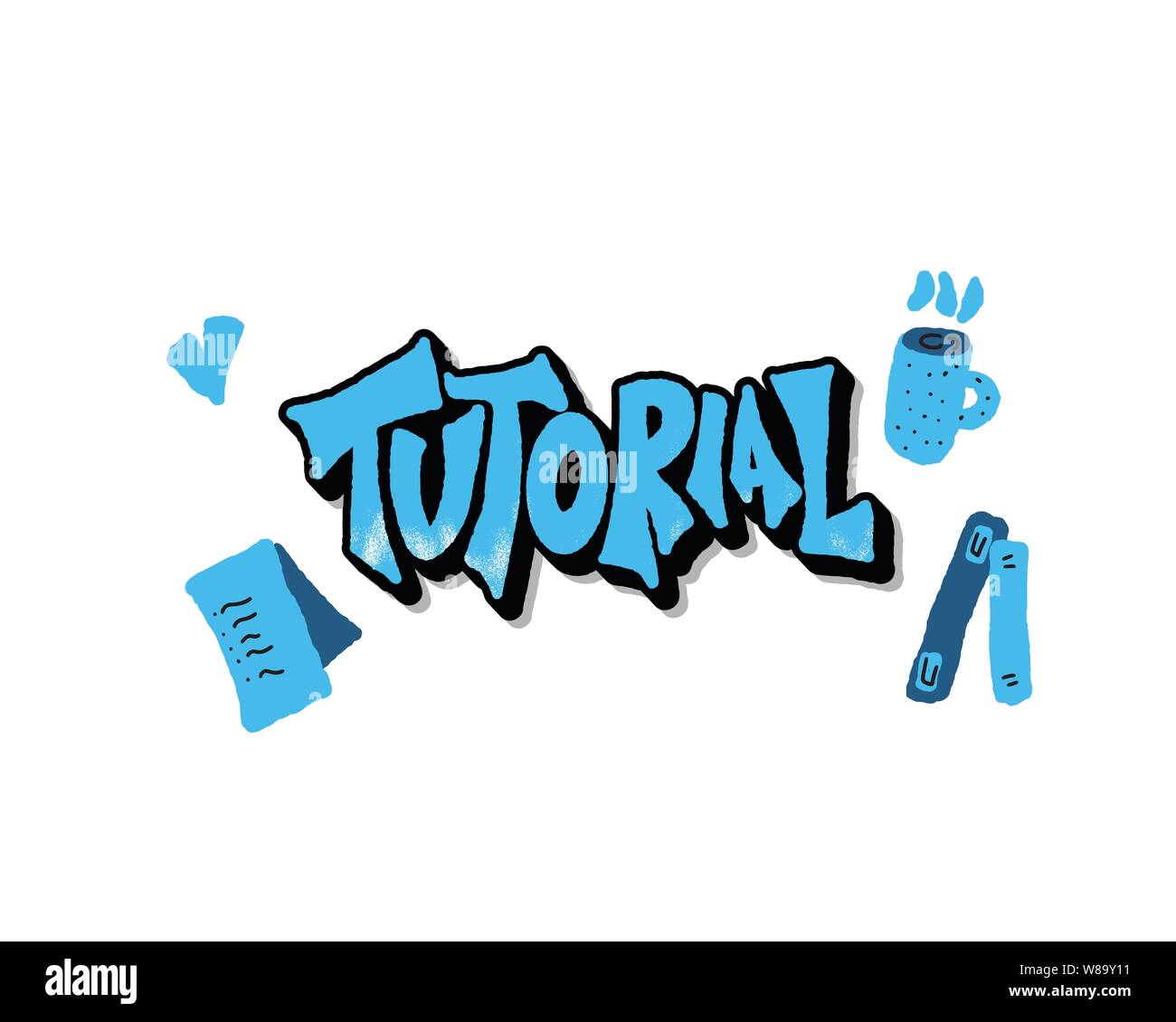 Tutorial text. Lettering with decoration. Vector color illustration ...