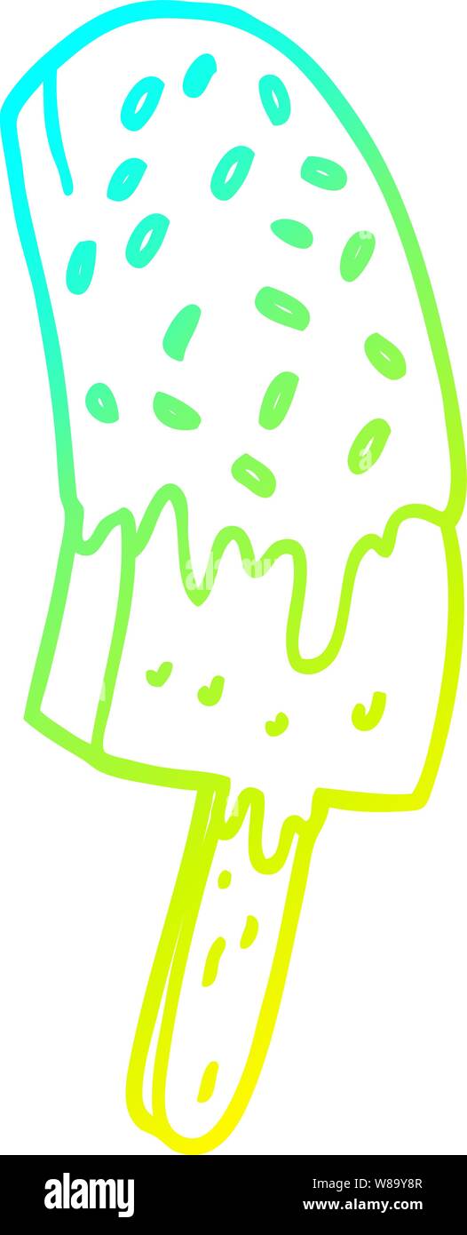 cold gradient line drawing of a cartoon ice cream lolly Stock Vector ...
