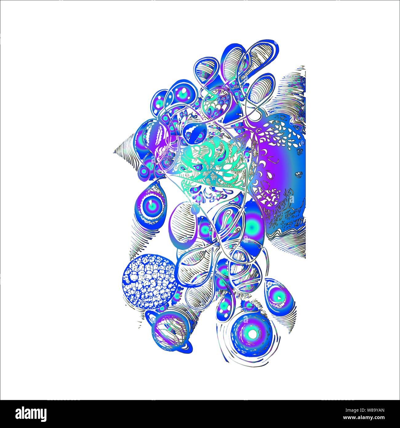 Gradient illustration of psychedelic travel, Eyes, planets, patterns ...