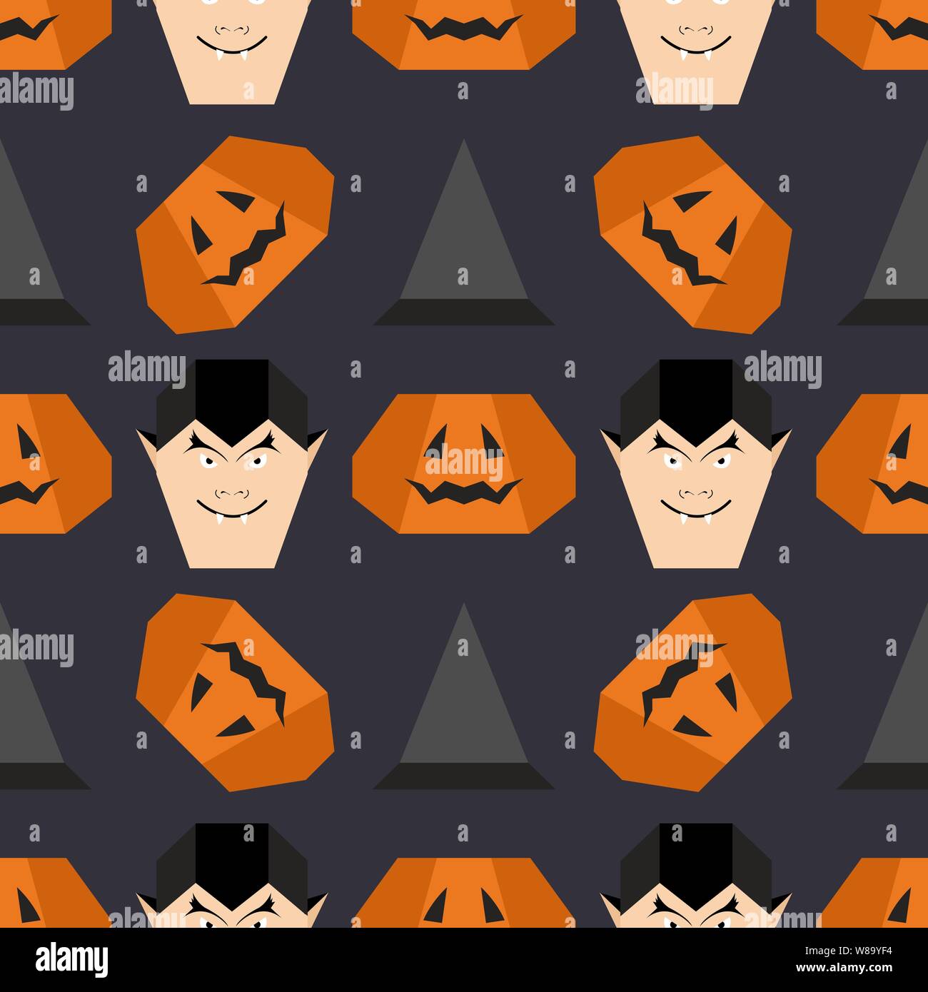 Halloween 2020. Vector seamless pattern with origami vampire face ...