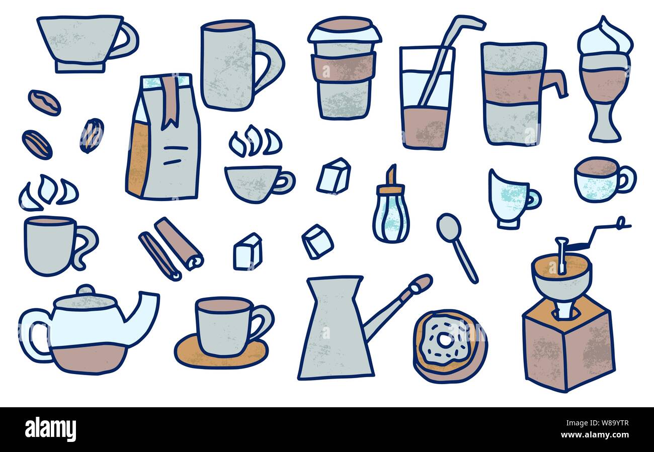 Coffee set. Collection of coffee items isolated on white background ...