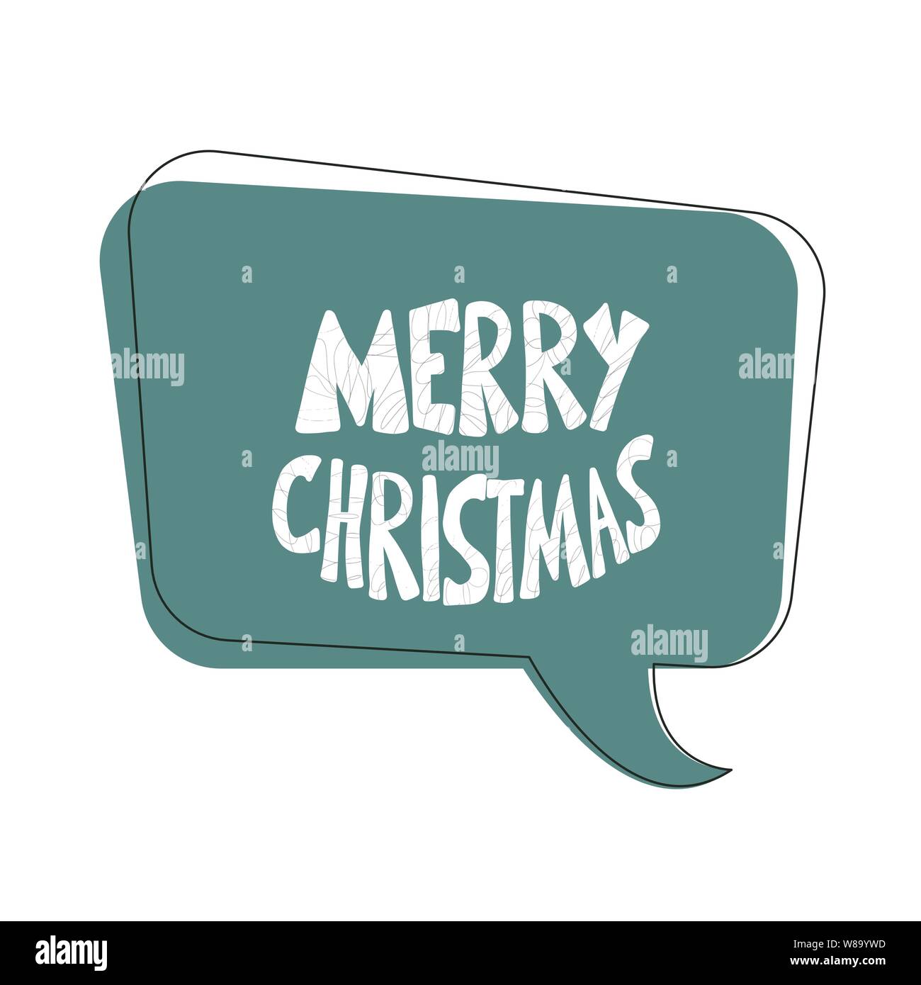 Merry Christmas. Stylized lettering with speech bubble. Vector ...