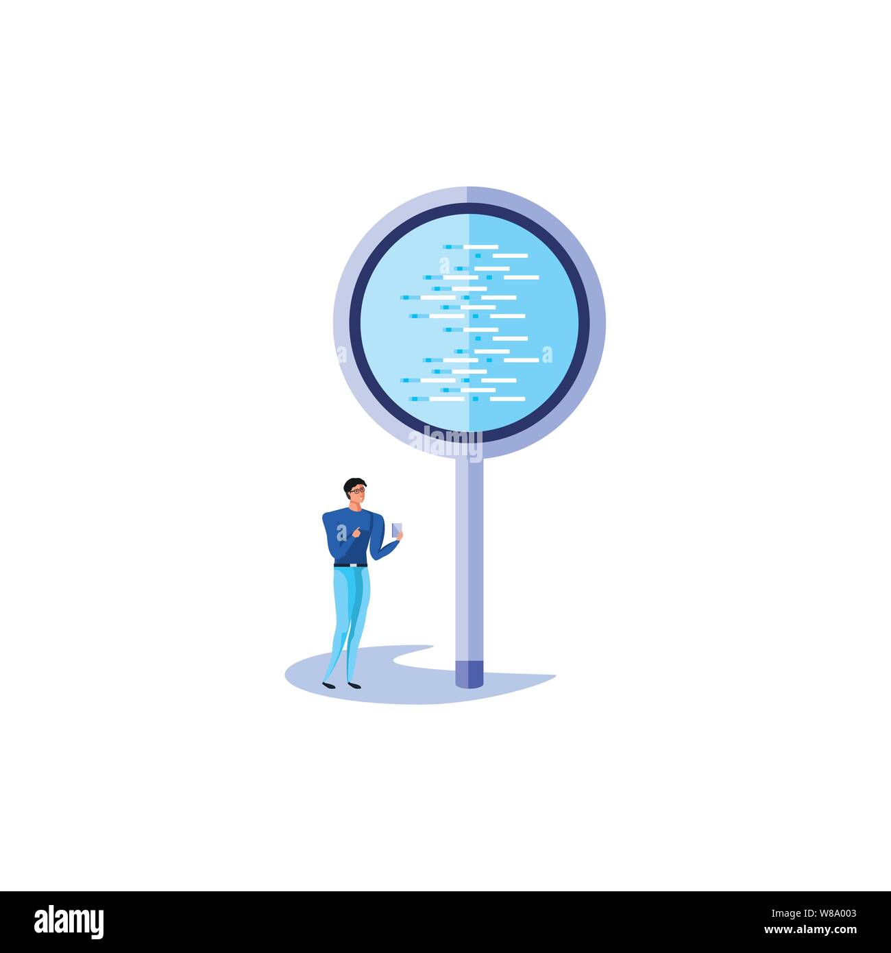 Male worker using magnifying glass Stock Vector Images - Alamy