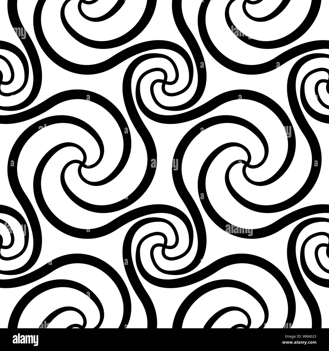 Swirl seamless pattern. Abstract illusion background. Black and white ...