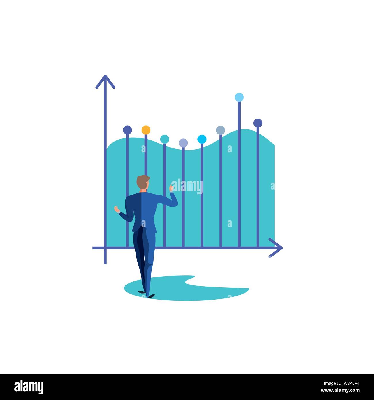 business man elegant with statistic graphic vector illustration design ...