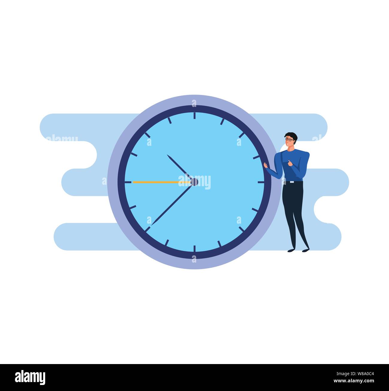 business man elegant with time clock vector illustration design Stock ...