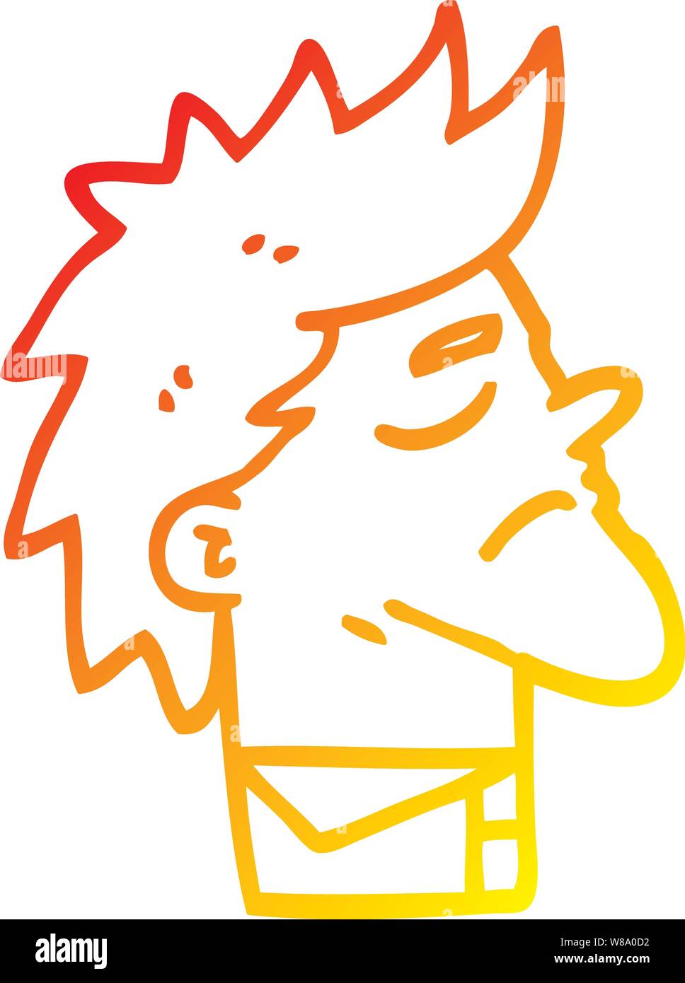 warm gradient line drawing of a cartoon arrogant man Stock Vector Image ...