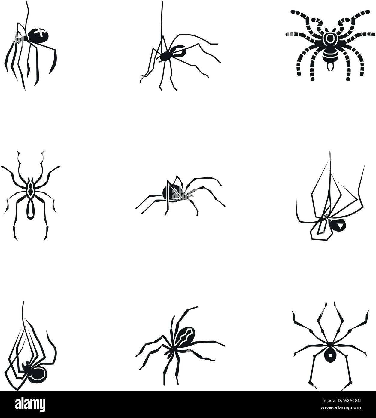 Danger spider icon set. Simple set of 9 danger spider vector icons for ...