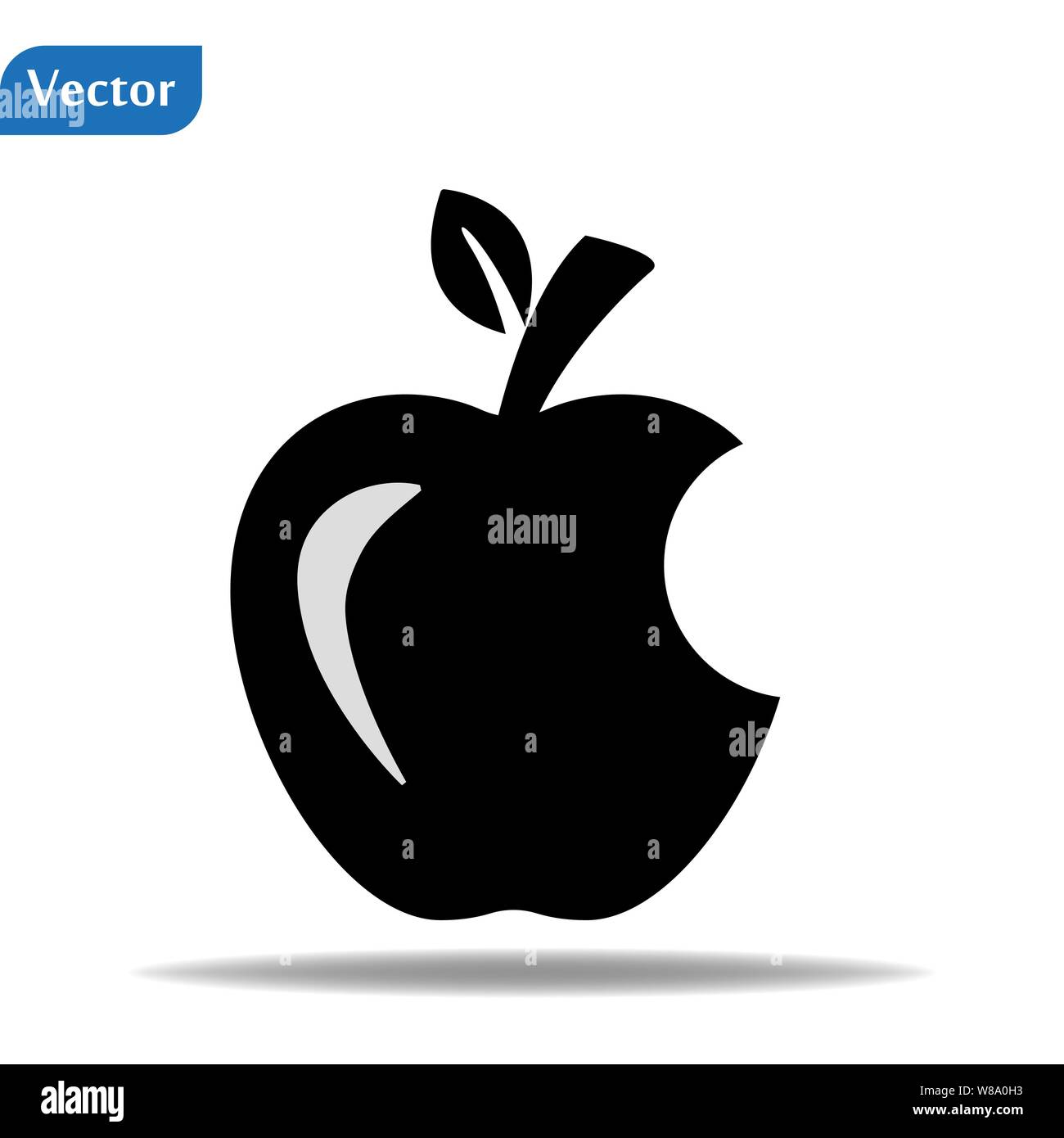 Bitten apple. Apple vector icon. Apple fruit illustration icon.Web ...