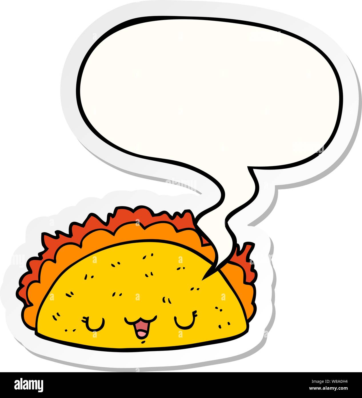 cartoon taco with speech bubble sticker Stock Vector Image & Art - Alamy
