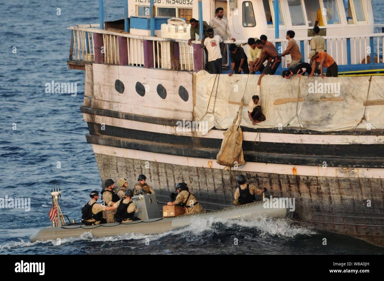rewmembers aboard the Al Habib, a Sri Lankan-flagged cargo vessel ...