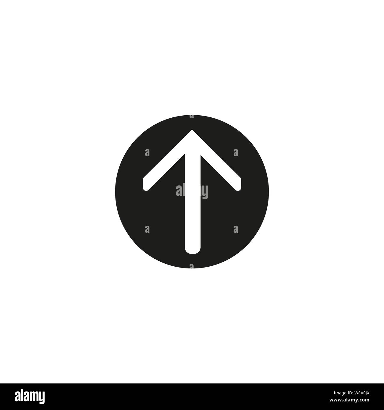 Rounded up arrow or up directional arrow flat vector icon for apps and ...