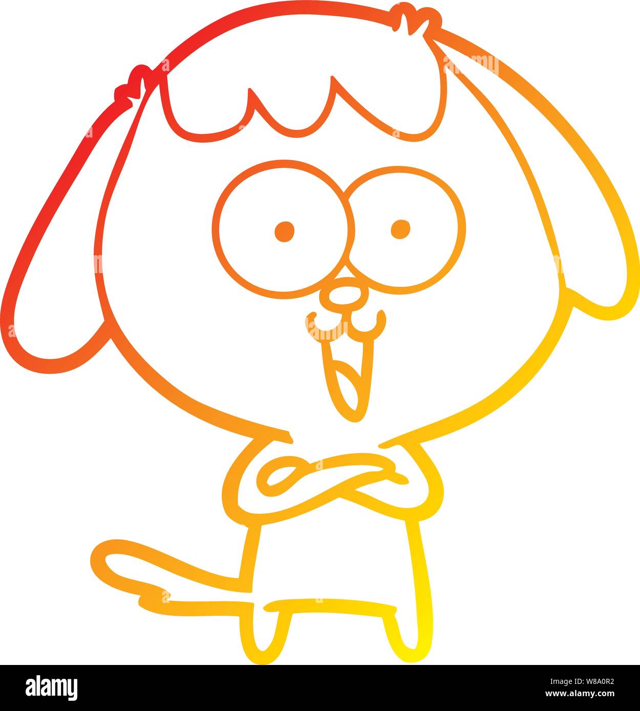 warm gradient line drawing of a cute cartoon dog Stock Vector Image ...