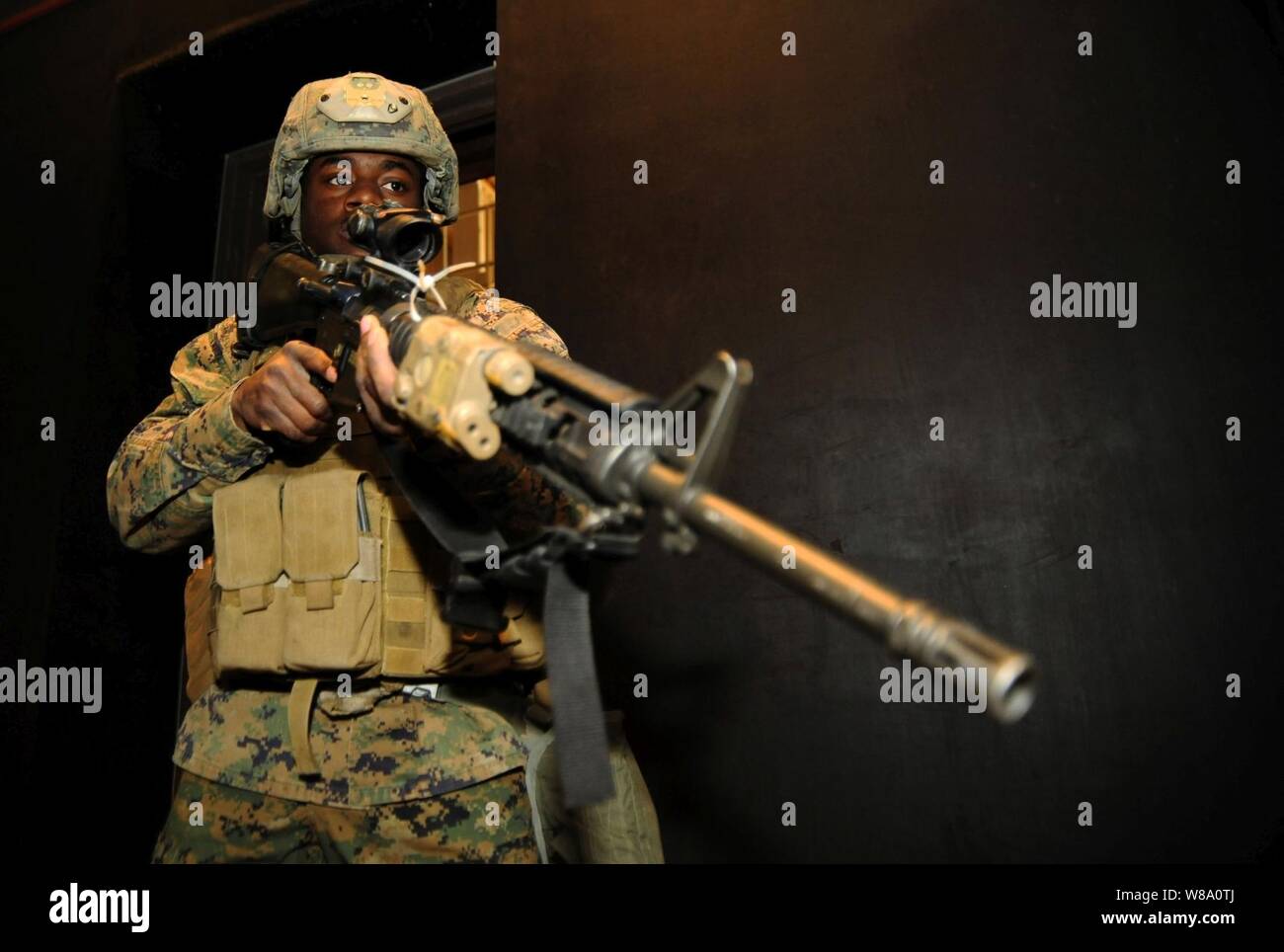 U.S. Marine Corps Lance Cpl. Tyrone Wilkes, assigned to Fleet ...