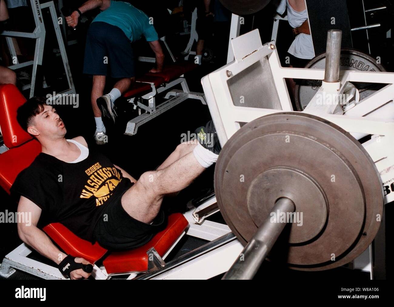 A sailor on board the aircraft carrier USS George Washington (CVN 73 ...