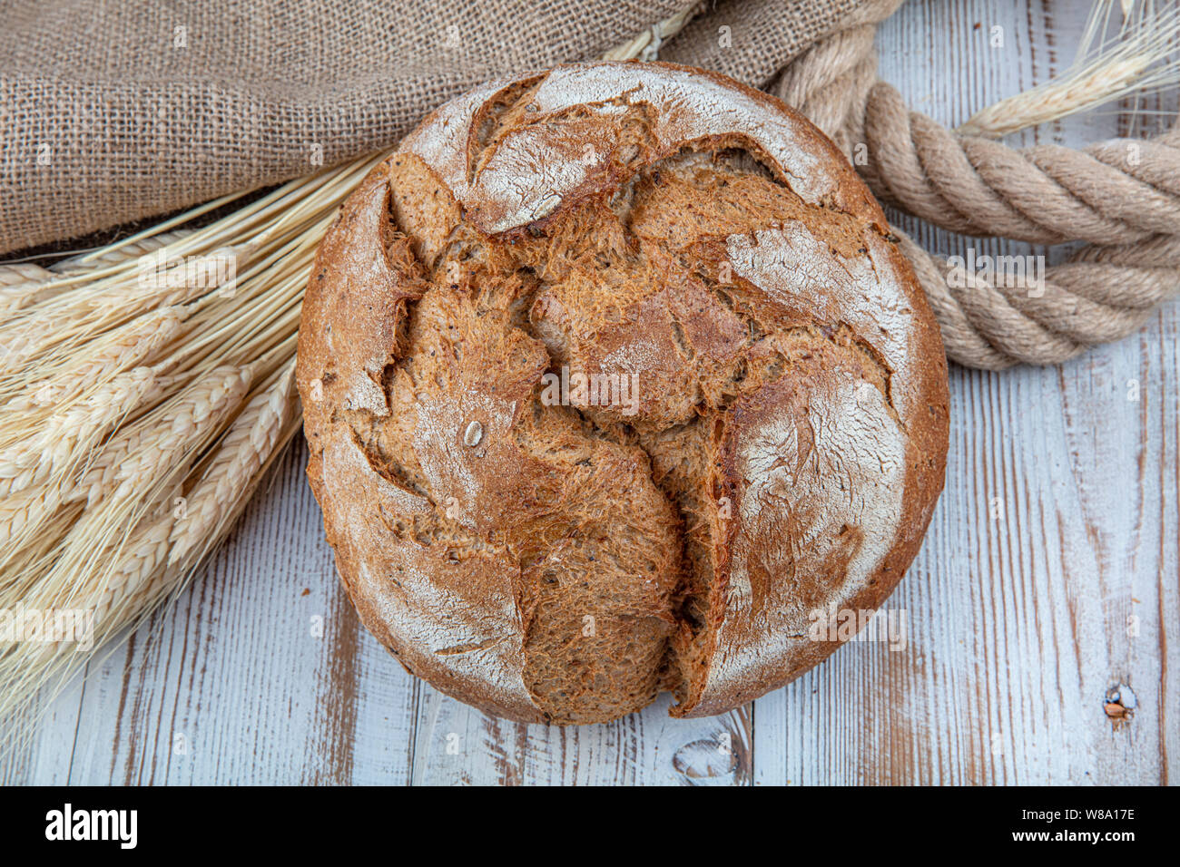 Fresh fragrant bread on the table. Food concept Stock Photo - Alamy
