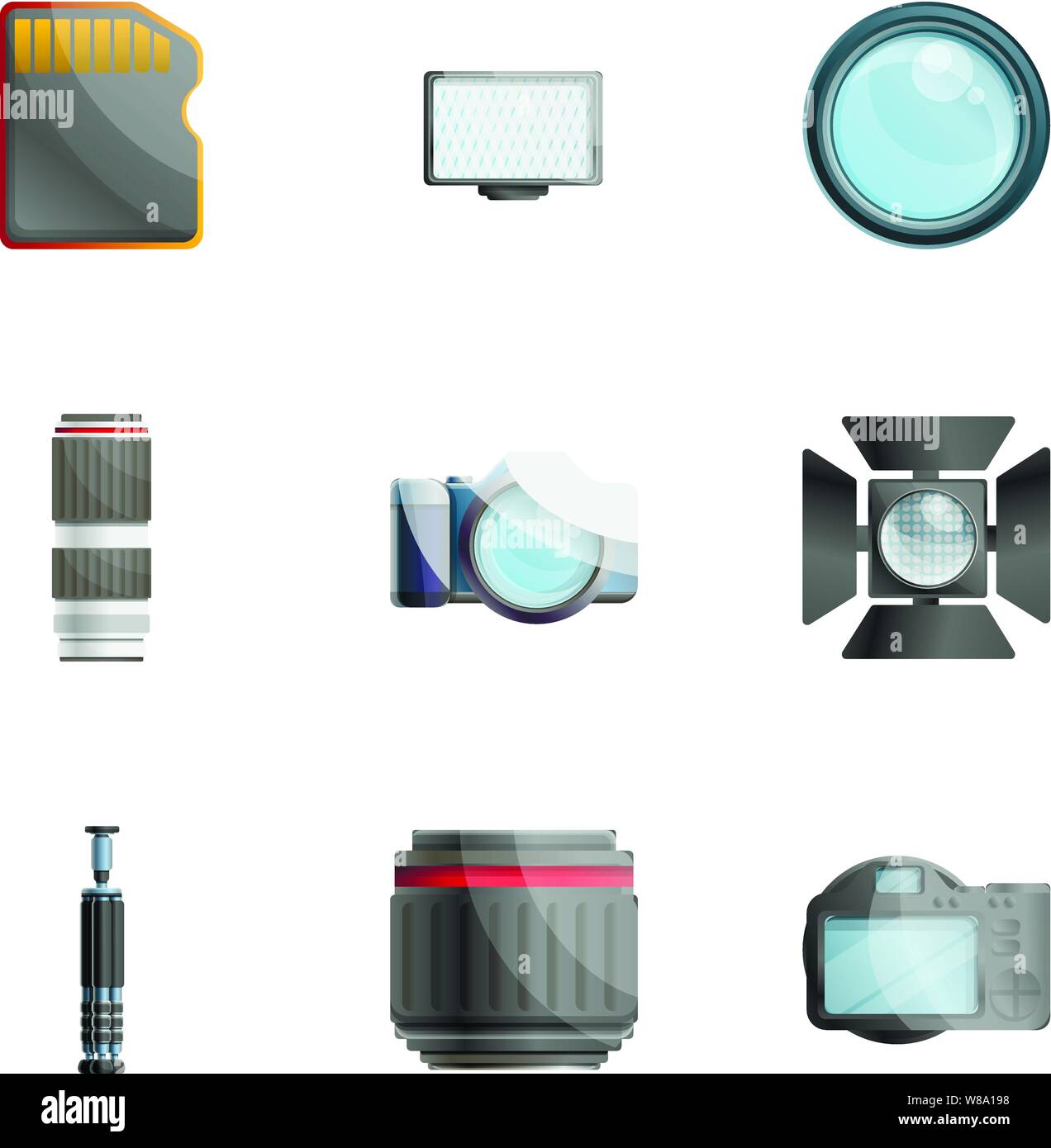 Camera icon set. Cartoon set of 9 camera vector icons for web design ...
