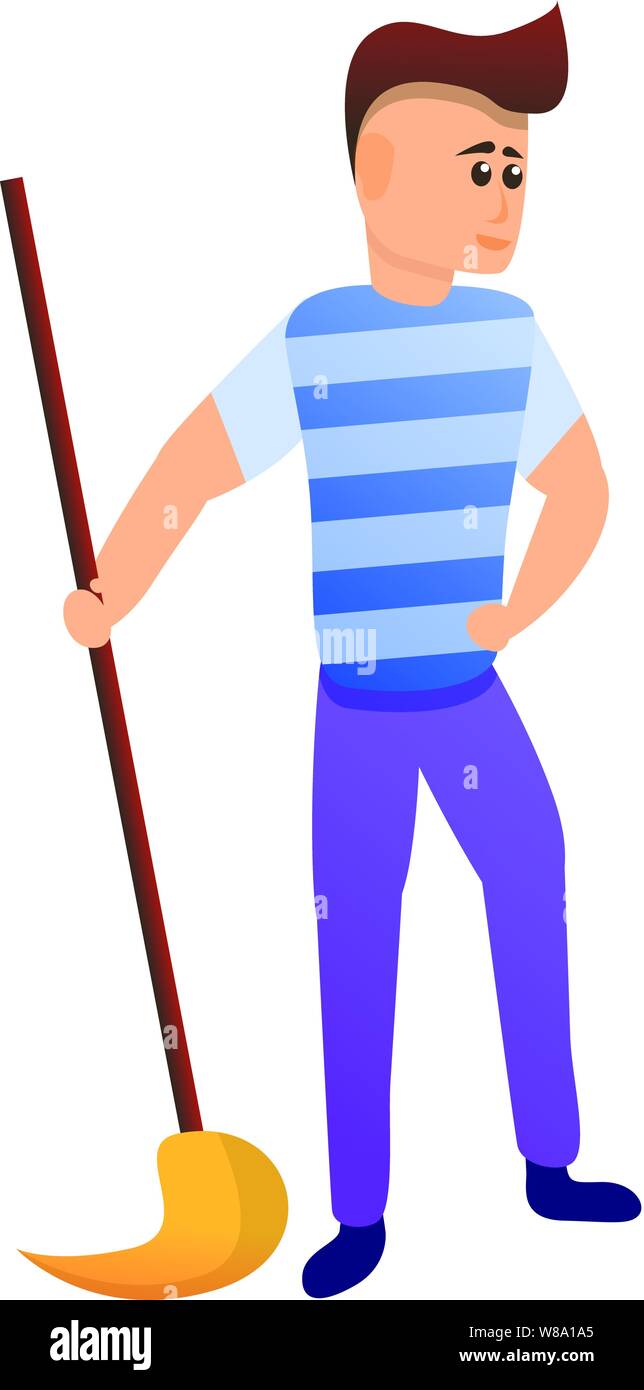 Young sailor with mop icon. Cartoon of young sailor with mop vector ...