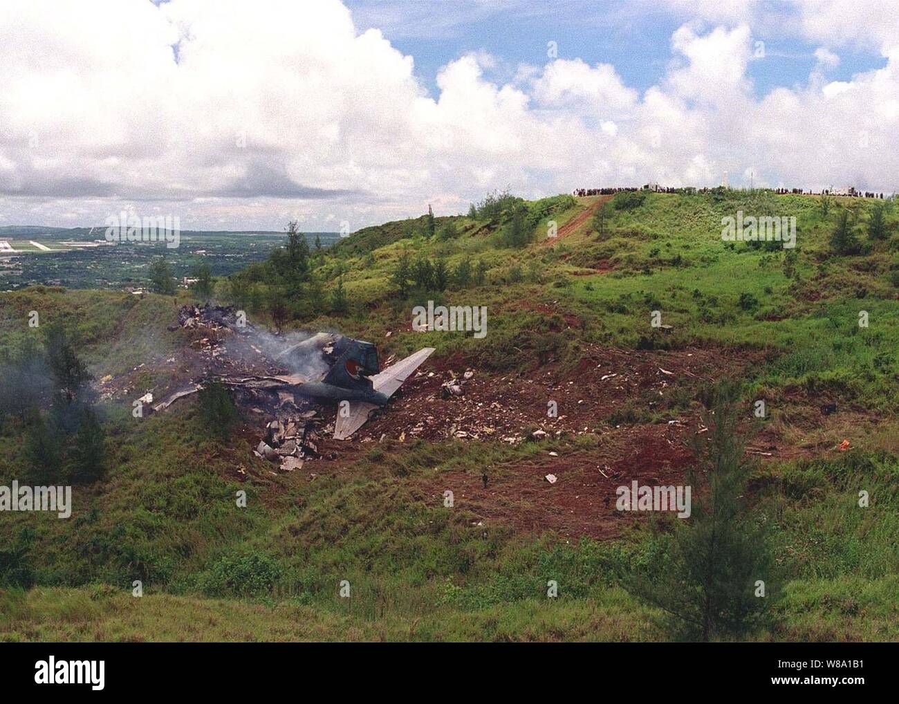 Aerial views of Sasa Valley crash site of Korean Airlines flight 801 on ...