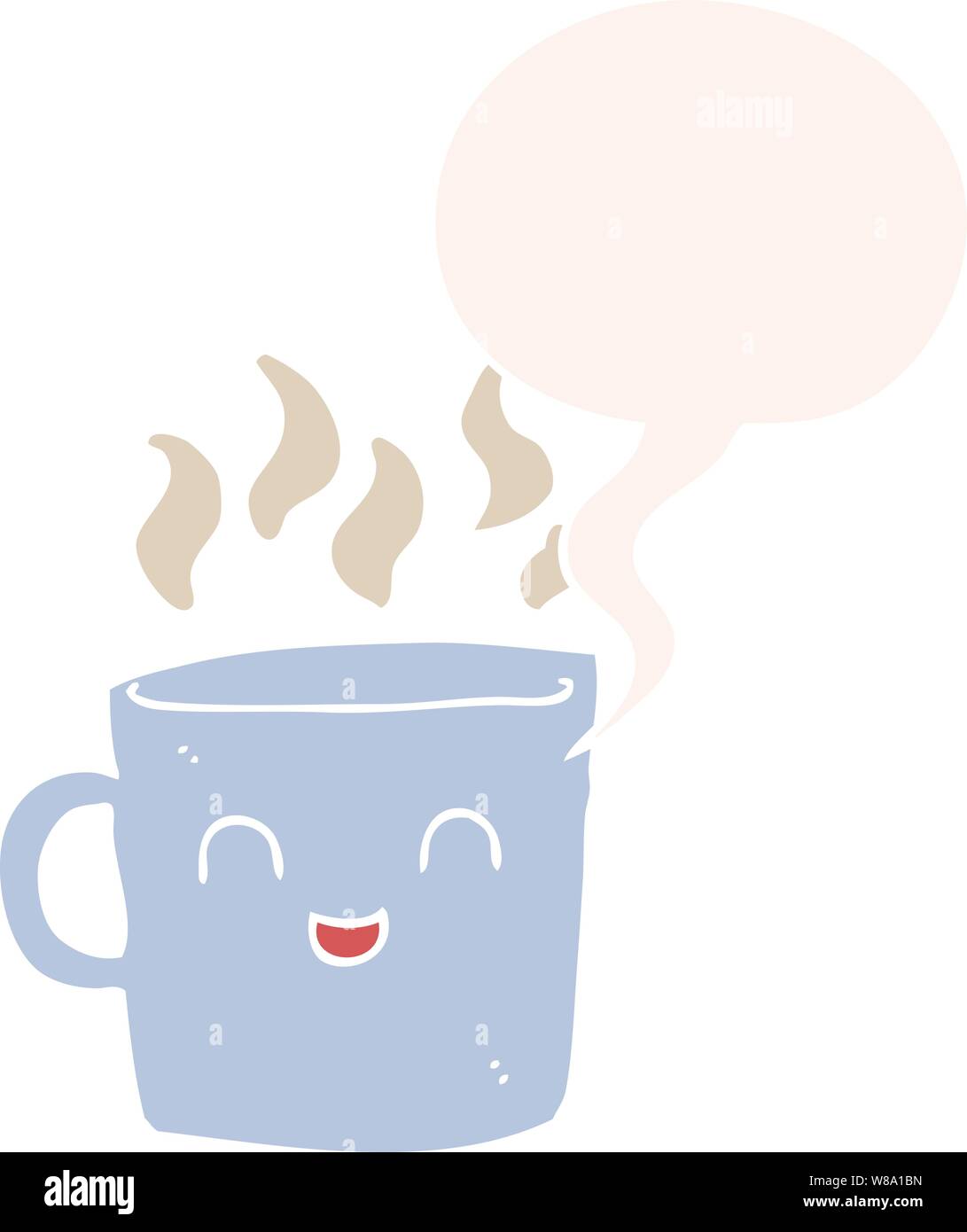 cute coffee cup cartoon with speech bubble in retro style Stock Vector ...