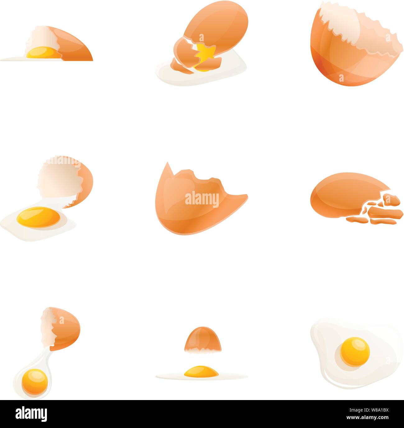 Eggshell product icon set. Cartoon set of 9 eggshell product vector ...