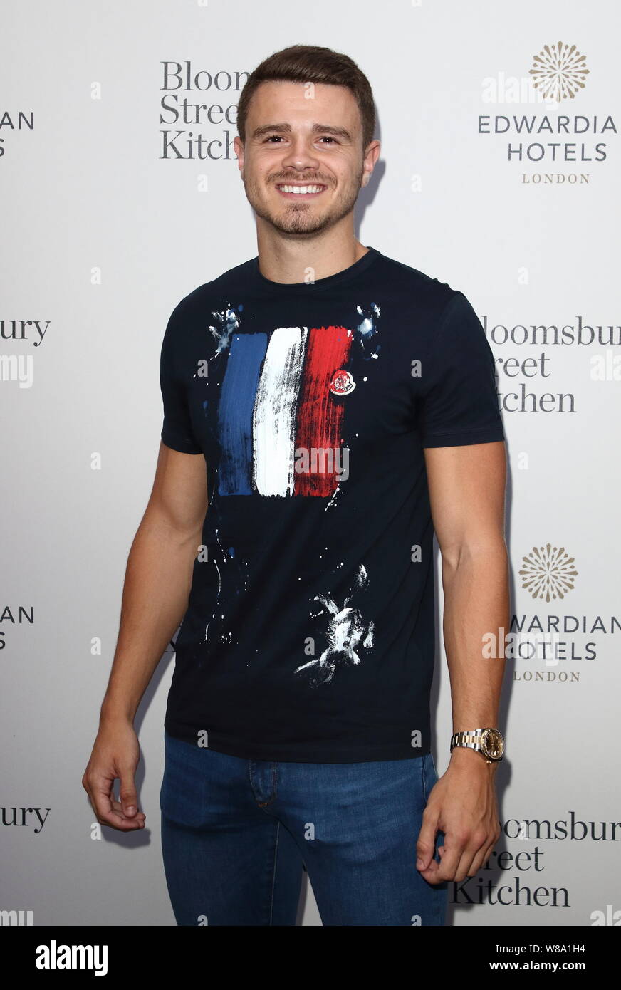 Tom McDonnell arrives at the Bloomsbury Street Kitchen Restaurant Launch Party in London Stock ...