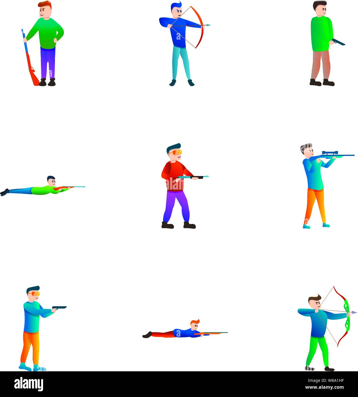 Shooting sport icon set. Cartoon set of 9 shooting sport vector icons ...